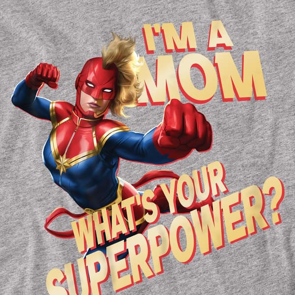 Captain Marvel Unisex Adult Mom Superpower Mothers Day T-Shirt | CDON
