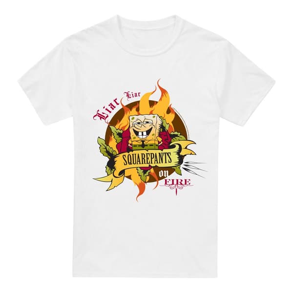 SpongeBob SquarePants Mens Liar Liar Pants On Fire T-Shirt | CDON