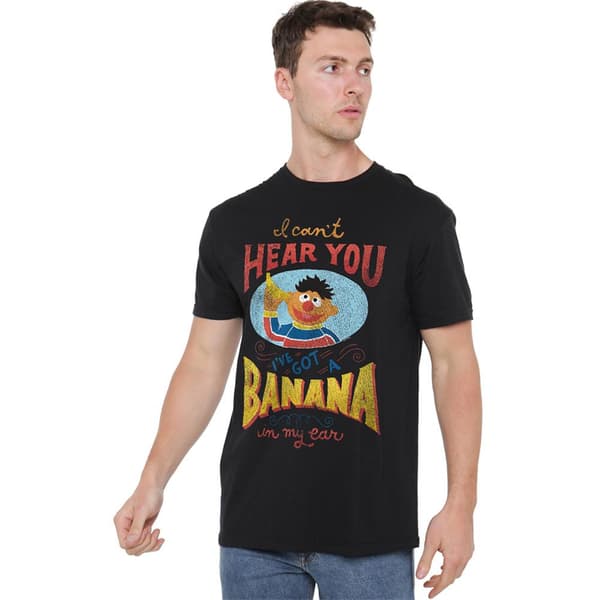Sesame Street Unisex Adult Banana In My Ear Ernie T-Shirt | CDON