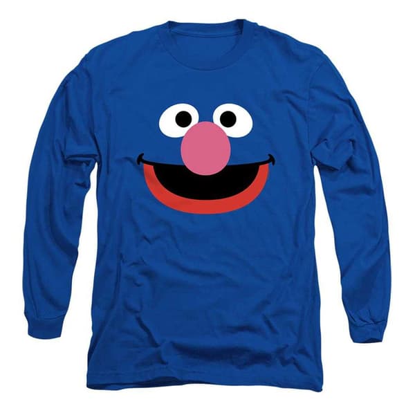 Sesame Street Unisex Adult Grover Face Long-Sleeved T-Shirt | CDON