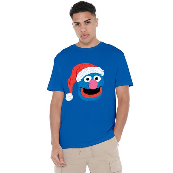 Sesame Street Unisex Adult Grover Scribble Christmas T-Shirt | CDON