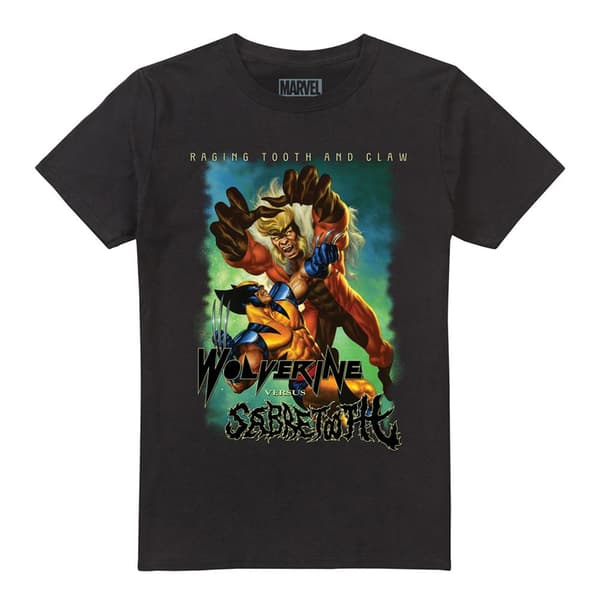 Marvel Unisex Adult Wolverine Versus Sabretooth Heavy Metal T-Shirt | CDON