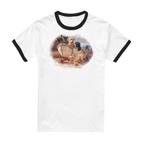 Wildlife Unisex Adult Lunch Break Lab Pups Ringer T-Shirt | CDON