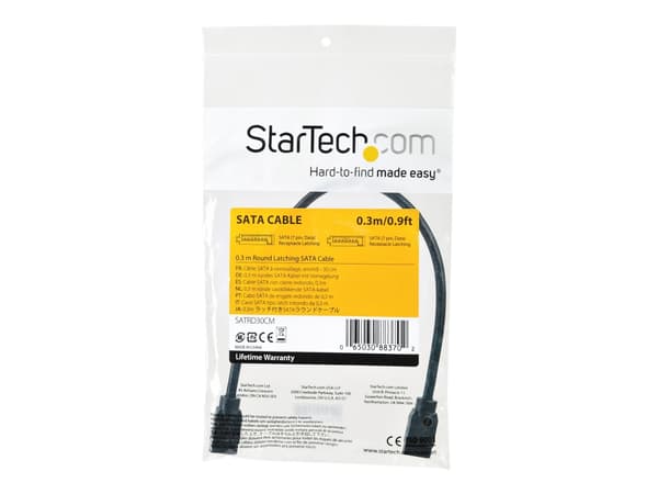 StarTech.com 0,3 m rund SATA-kabel - Låsekontakter - 6 Gbps SATA-kabel ...