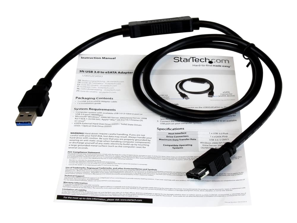 StarTech.com USB 3.0 till eSATA HDD / SSD / ODD kabeladapter - 91 cm ... StarTech.com USB 3.0 till eSATA HDD / SSD / ODD kabeladapter - 91 cm ...