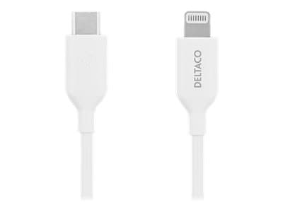 DELTACO - Lightning-kabel - 24 pin USB-C hann til Lightning hann - 2 m - hvit | CDON