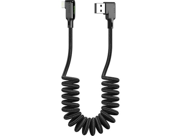 USB to Lightning cable, Mcdodo CA-7300, angled, 1.8m (black) | CDON