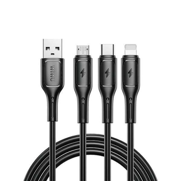 WIWU 3in1 USB-A Till Lightning, USB-C, Micro-USB Kabel 3.1A Starlink ...