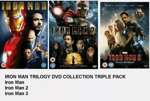 IRON MAN TRILOGY DVD TRIPLE PACK PART 1 2 3 SET MARVEL BOX Original ...
