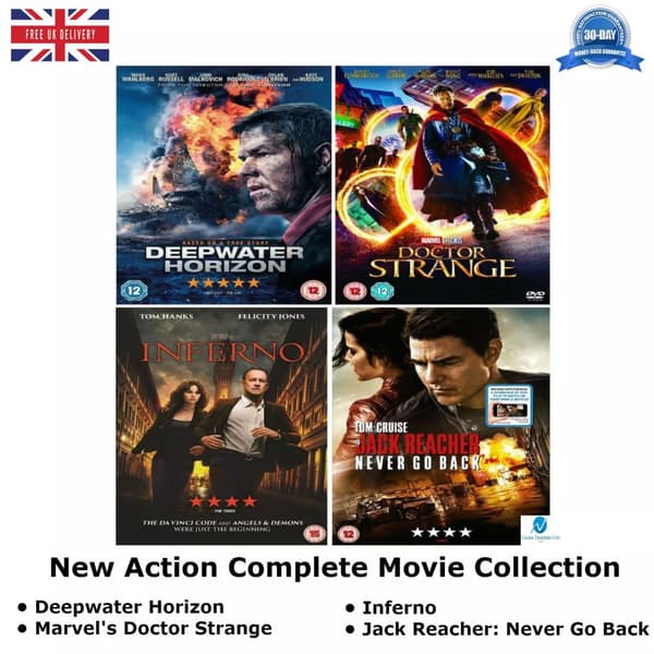 ACTION FILM COMPLETE COLLECTION Dr Strange/Inferno/Deepwater/Jack.. R2 DVD Region 2 Brand New | CDON