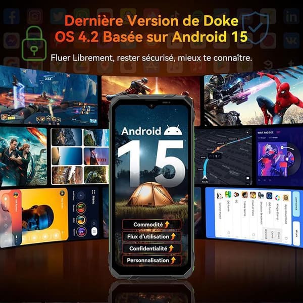 Blackview FORT 1 Oupphärgad Mobiltelefon 6.56" 12Go+128Go 10000mAh Smartphone Android 15 NFC ...