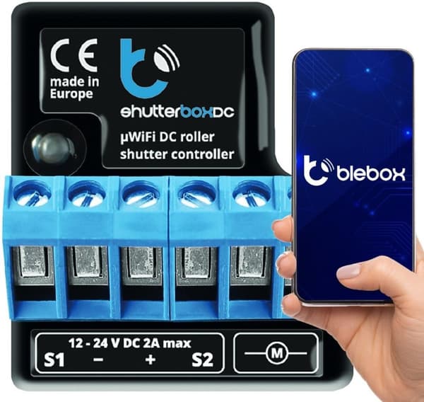 BLEBOX shutterBoxDC v2 WiFi I/O-modul 2x binär ingång 2x reläutgångar 230V | CDON