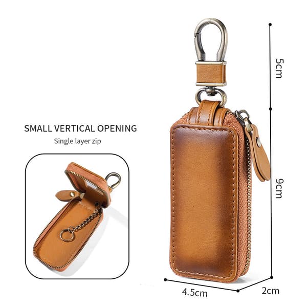 INF Nøkkeletui i skinn til bil med gjennomsiktig vindu, slankt vertikal ...