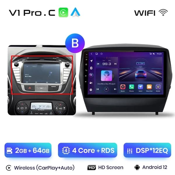 CarPlay Android Auto Radio, Trådlös Anslutning, AI Röstkontroll, V1 (1G ...