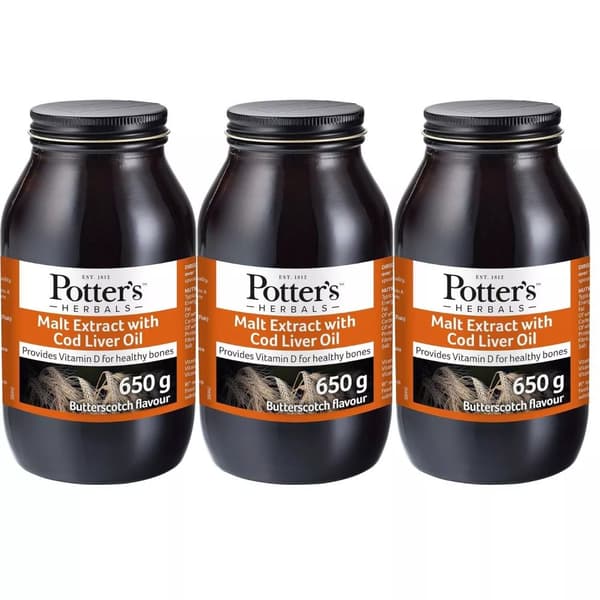 Potter's Malt with Cod Liver Oil Butterscotch Flavour 650g , Pack 3 | CDON