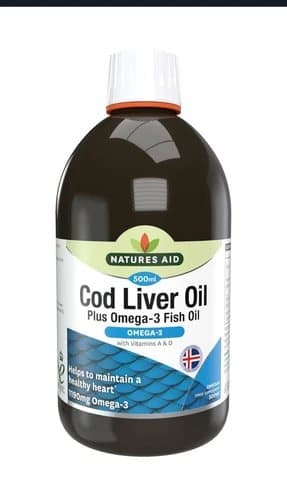 Natures Aid Cod Liver Oil Liquid 500Ml High Strength Omega-3 Fish Oil ...