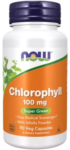 NOW Foods Chlorophyll 100mg 90 Veggie Caps | Super Green Free Radical ...