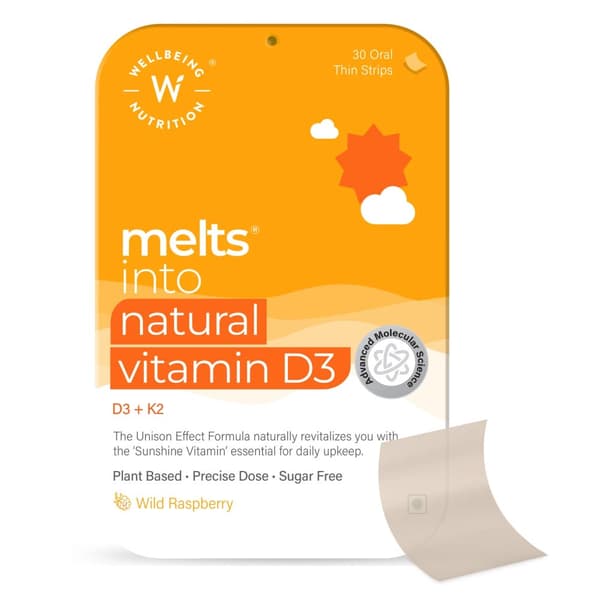 Wellbeing Nutrition D3+K2 Natural Vitamin Melts 30 Oral Strips | CDON