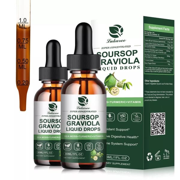 100% Pure Graviola Soursop Liquid Drops 1000mg Fruit & Leaf Herbal ...