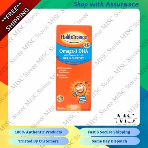 HALIBORANGE OMEGA 3 DHA BRAIN SUPPORT ORANGE FLAVOUR SYRUP 300ML | CDON
