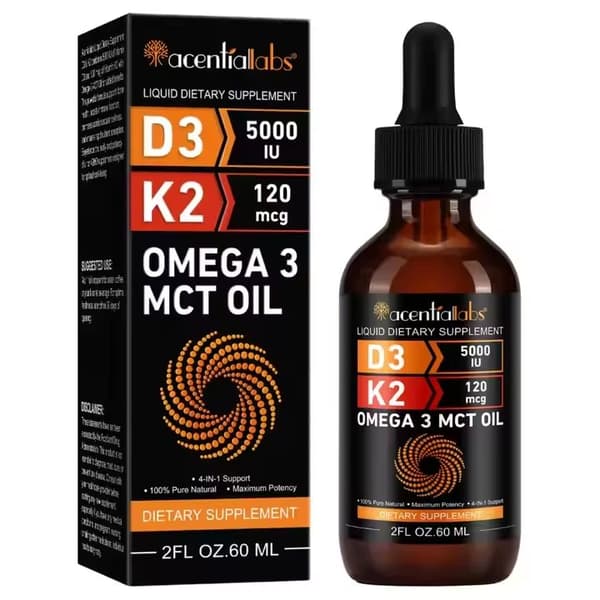 Premium D3 K2 Omega-3 MCT Oil Vitamin D3 5000iu + K2 120mcg Liquid Drops 60ml | CDON