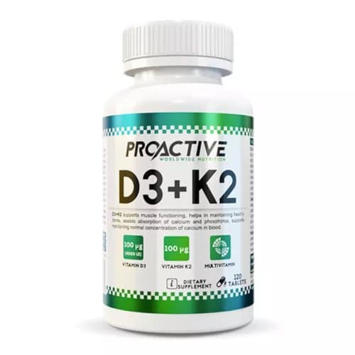 Proactive D3+K2 2000IU 120 tabs Vitamin D3+K2 | CDON