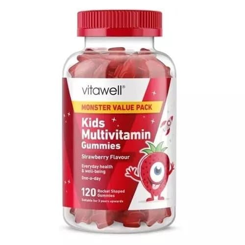 Vitawell Kids Monster Pack Multivitamin 120 Strawberry Flavour Gummies ...