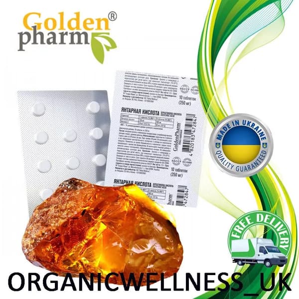 GoldenPharm Succinic acid Amber acid + Vitamin C 100% ORGANIC 10 ...