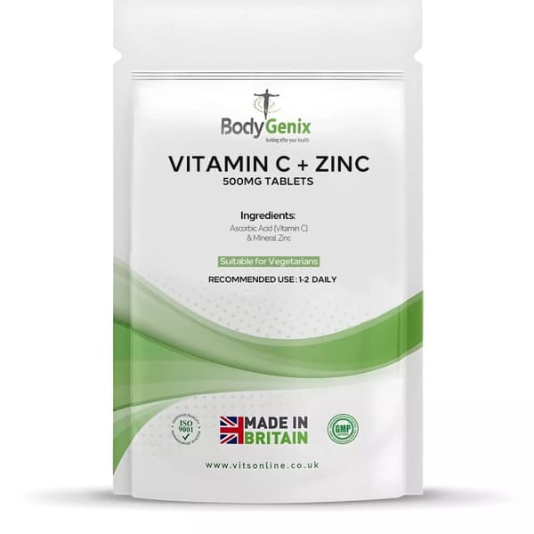 Vitamin C + Zinc Tablets 500mg Immune Boost Antioxidant Natural Food ...