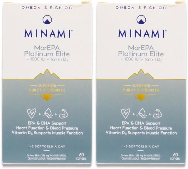 Minami MorEPA Platinum Elite Omega-3 + 1000IU Vitamin D3 60 Softgels X ...