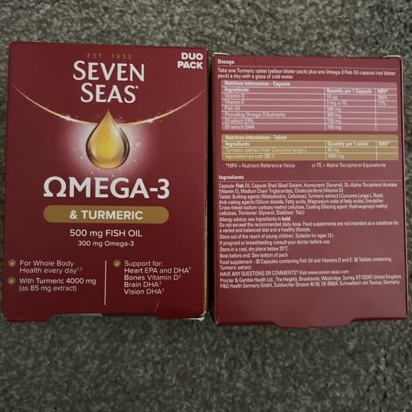 Seven Seas Omega 3 and Turmeric 500mg Fish Oil/300mg Omega 3 Duo Pack ...
