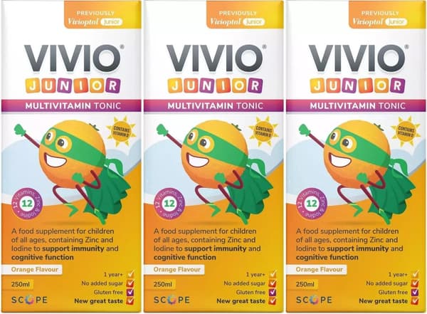 VIVIO Junior Multivitamin Tonic for Kids Orange Flavour - 250ml (Pack ...