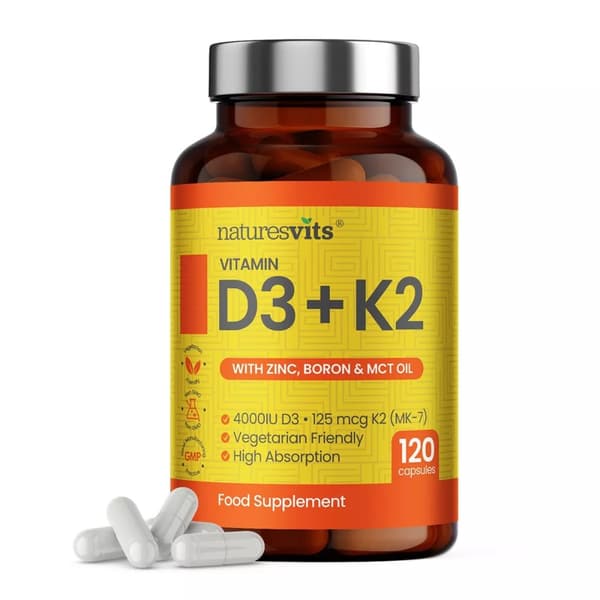 Vitamin D3 & K2 NaturesVits 120 Capsules - Made in The | CDON