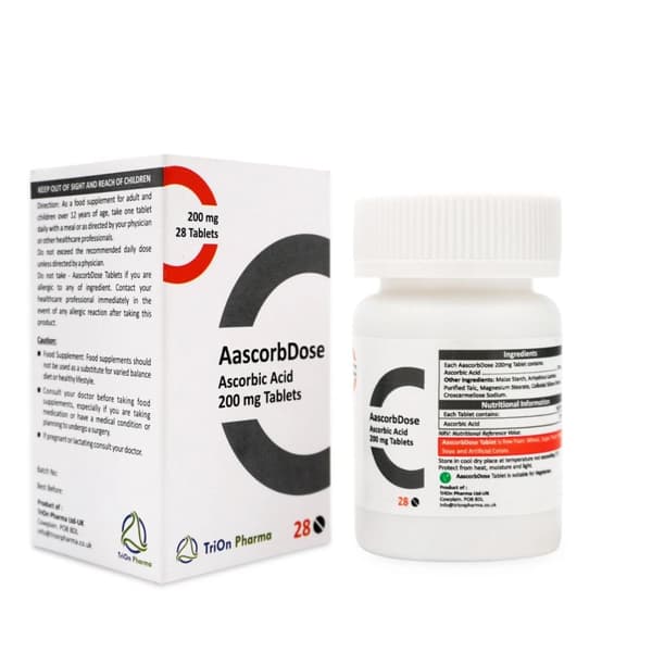 Vitamin C (Ascorbic Acid) 200mg Tablets - Ascorbdose - Pack of 28 ...