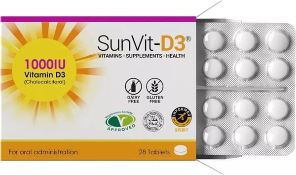 SunVit-D3 Vitamin D Tablets 1000IU - Informed Sports Accredited ...