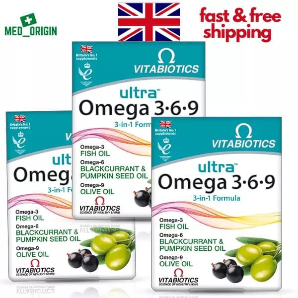 3x Vitabiotics Ultra Omega-369 Capsules High Purity Strength Fish Oil ...