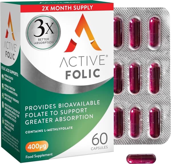 Active Folic Acid Supplement for Pregnancy 400 mcg Fights Tiredness ...