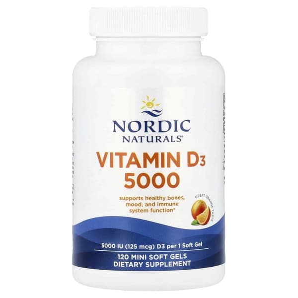 Nordic Naturals, Vitamin D3 5000, Orange, 125 mcg (5,000 IU), 120 Mini ...