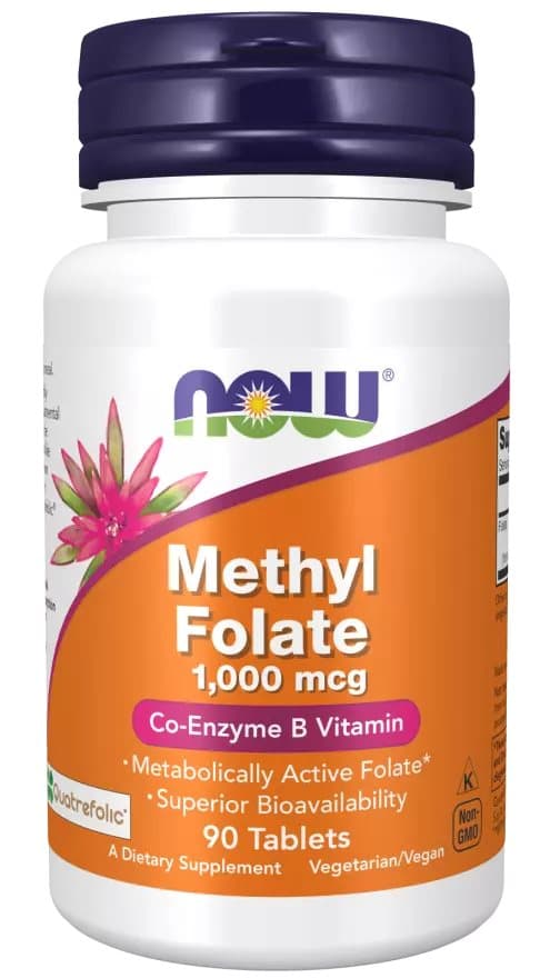 NOW Foods Methyl Folate 1000mcg Co Enzyme B Vitamin Brain Health - 90 ...