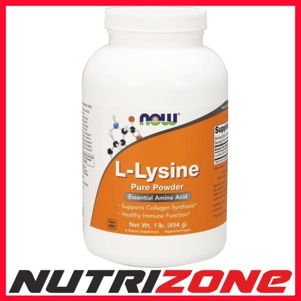 Now Foods L-Lysine 1000mg Immune Health Collagen Synthesis Powder - 454 ...