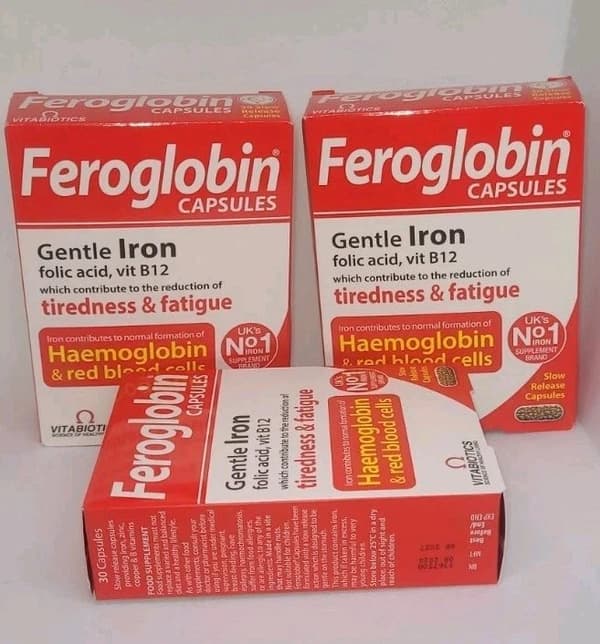 3 x Vitabiotics Feroglobin B12 Slow Release Capsules 30 - Iron Pack 3 ...