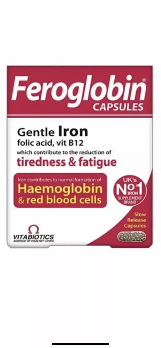 Vitabiotics Feroglobin Gentle Iron B12 slow Release 180 Capsules ...