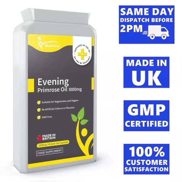 EVENING PRIMROSE OIL 1000MG VEGAN CAPSULES COLD PRESSED HIGH GLA HORMONE BALANCE | CDON