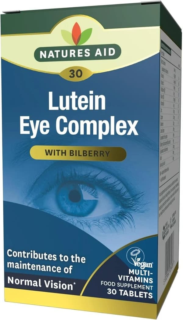Natures Aid Lutein Eye Complex with Vitamin A, B2 & Zinc 30 Tablets ...