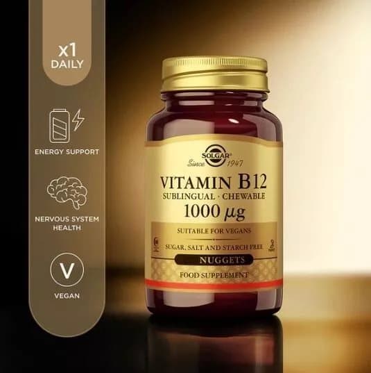 Solgar Vitamin B12 1000ug Sublingual Chewable 250 Nuggets | CDON