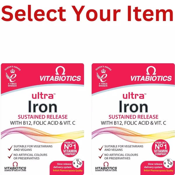 Vitabiotics Ultra Iron Sustained Release B12, Folic Acid & Vit C 30-60 ...