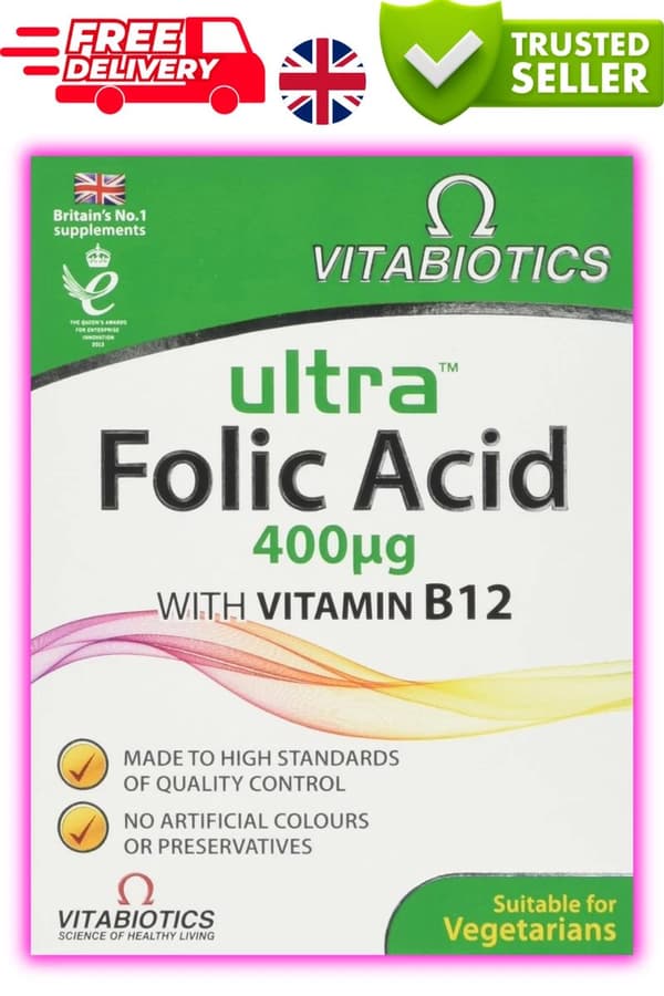 Vitabiotics Ultra Folic Acid 400 mcg Vitamin B12 60 Tablets | CDON