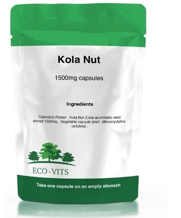 Kola Nut 1500mg High Strength Capsules Natural Energy & Mental Focus ...