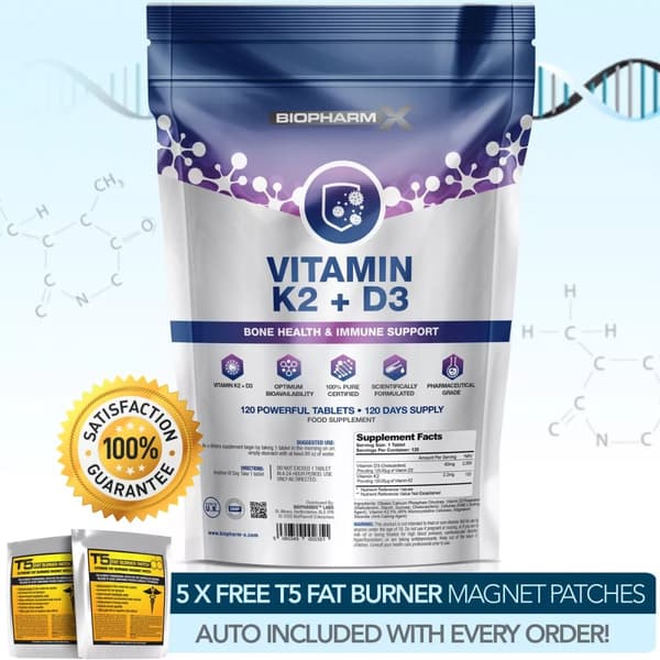 VITAMIN D3 + K2 - MAX STRENGTH 5,000IU 100mcg 120 TABLETS ...