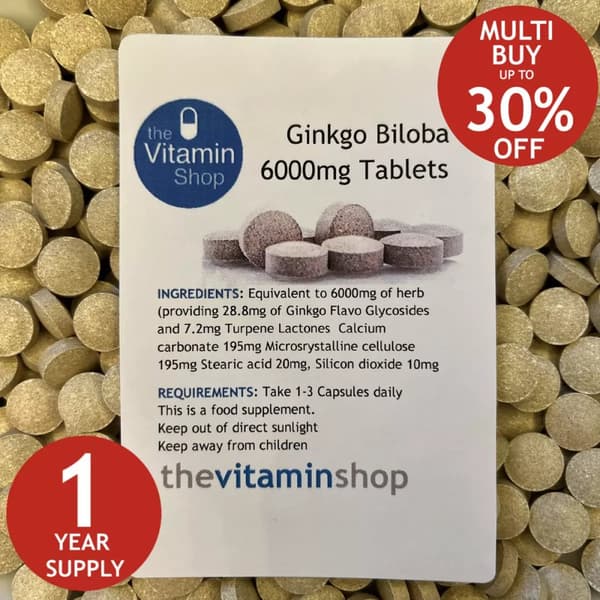 Ginkgo Biloba 6000mg Vegan Tablets x 360 1 a Day Secure Same Day ...